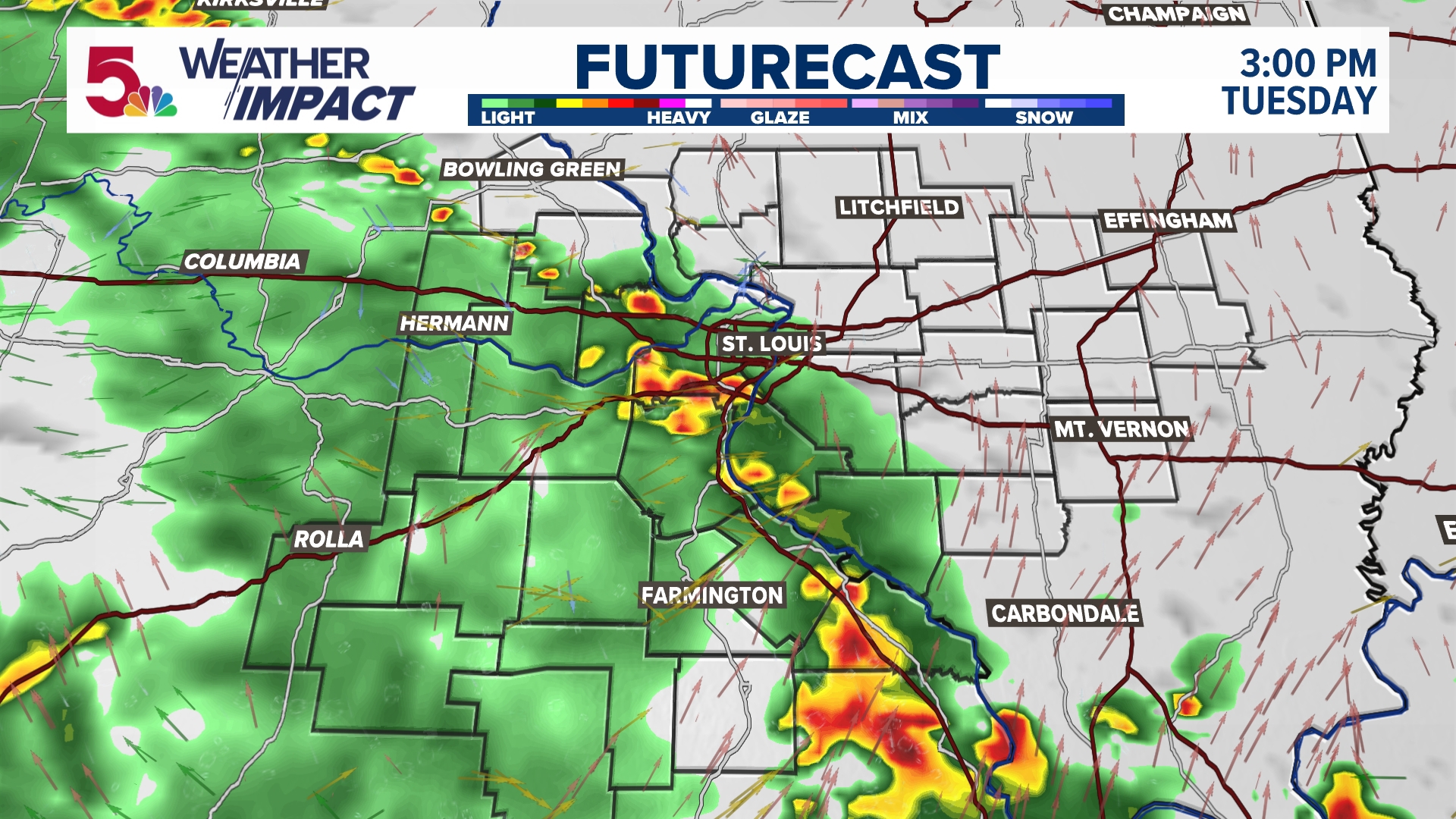 St. Louis forecast: Heaviest rain in months arrives Tuesday afternoon | ksdk.com