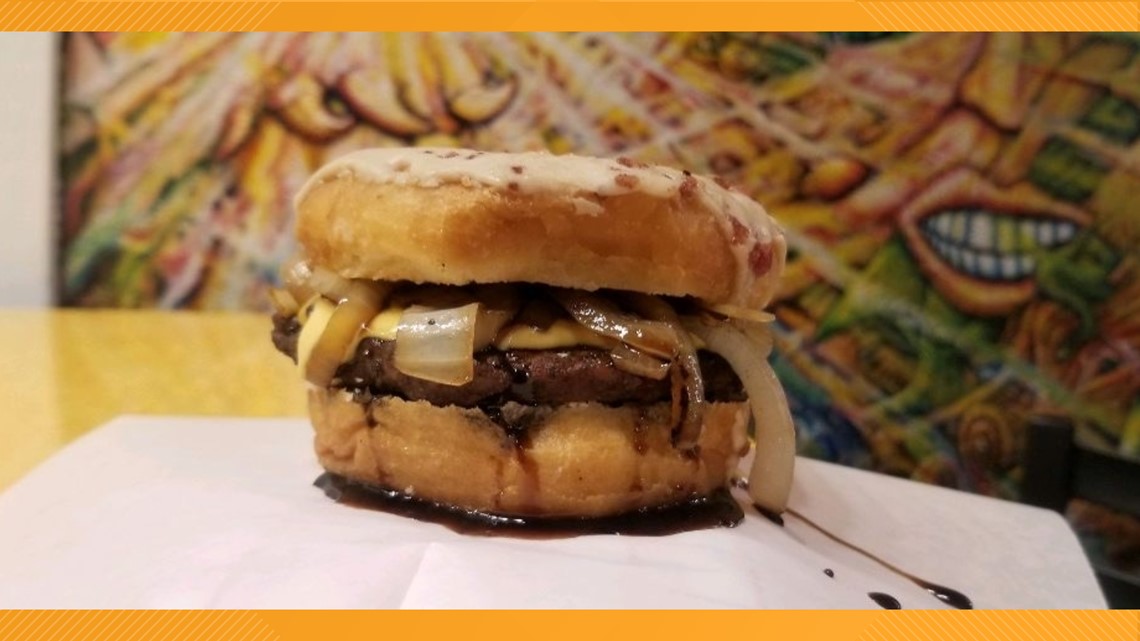 Strange Donuts, Steve's Hot Dogs make maple bacon donut burger | ksdk.com